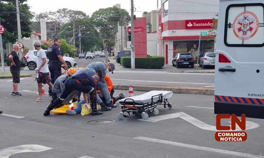 Batida entre carro e moto deixa vítima com fratura no fêmur na Avenida Presidente Vargas ...