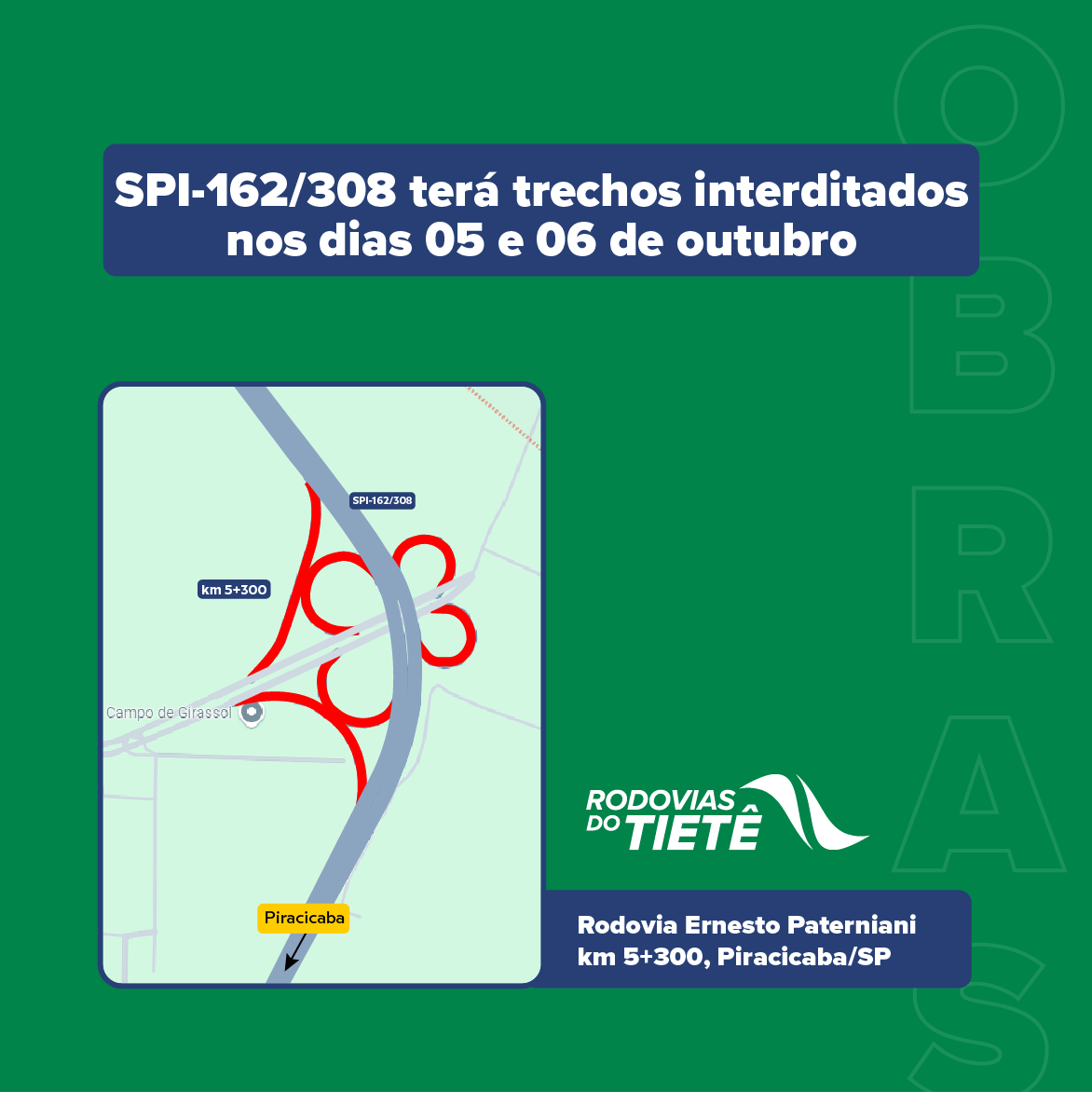 Dispositivo da Rodovia Ernesto Paterniani (SPI-162/308), em Piracicaba ...